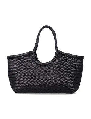 Dragon Diffusion Elegant Leather Tote Bag 25cm Height, 51cm Width - Black
