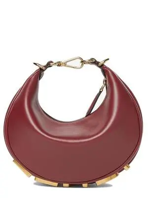 Fendi Mini Baguette Bag With Gold Lettering - Red