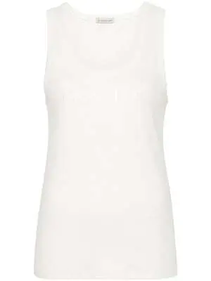 Moncler Slim Fit Logo Tank Top - White
