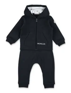 Moncler Fleece Hooded Sweatshirt And Jogger Set - Blue