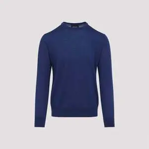 Giorgio Armani Virgin Wool Crew Neck Jumper - Blue