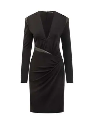 Versace Draped Print Suit With Sneck Detail - Black