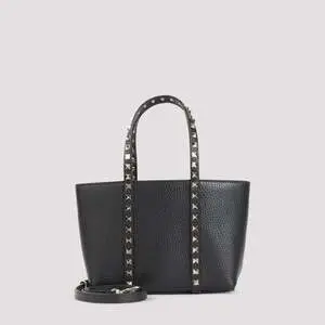 Valentino Garavani Mini Leather Tote Handbag - Black