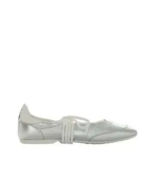Patrizia Pepe Lamb Leather Ballet Flats With Tie Fastening - Silver