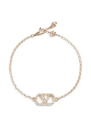 Valentino Garavani Logo Crystal Embellished Bracelet - Oro