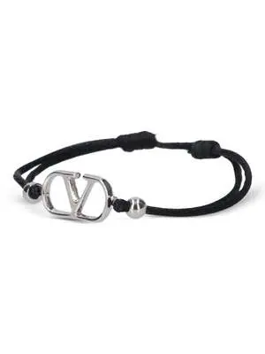 Valentino Garavani Antique-effect Adjustable Mini Vlogo Bracelet - Nero