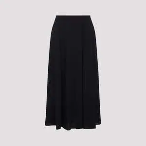 Alberta Ferretti Elegant Georgette Midi Skirt - Black