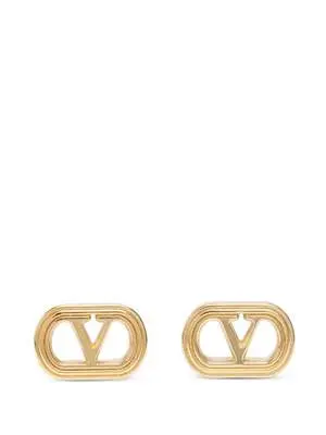 Valentino Garavani Gold Finish Logo Stud Earrings