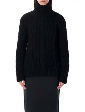 MONCLER X EDWARD ENNINFUL Wool Cable Knit Turtleneck Sweater