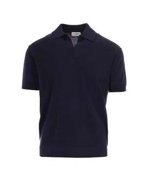 PAOLO PECORA Short Sleeve Knit Polo Shirt - Blu