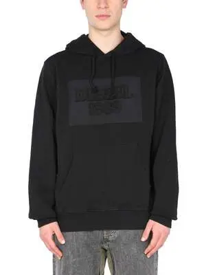 DIESEL® Drawstring Hoodie With Logo Detail - Black