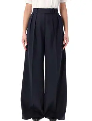 ANINE BING Pleated Palazzo Trousers - Blue