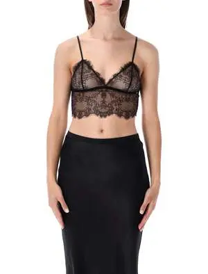 ANINE BING Elegant Sheer Floral Bralette Small Size - Nero