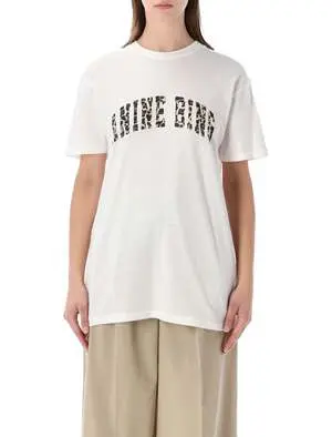 ANINE BING Leopard Logo T-shirt - White