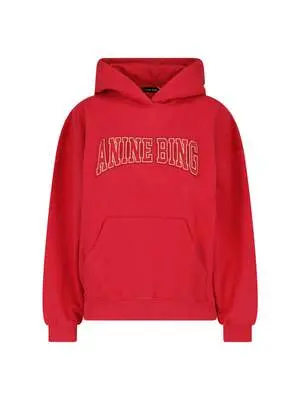 ANINE BING Oversized Logo Hoodie - Red