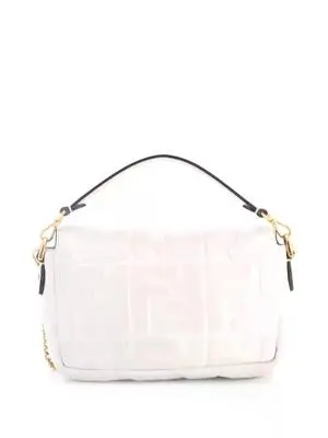 Fendi Baguette Nm Bag Zucca Embossed Leather Mini Crossbody Bag - Neutrals
