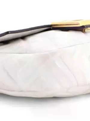 Fendi Baguette Nm Bag Zucca Embossed Leather Mini Crossbody Bag - Neutrals