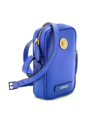 Versace Medusa Biggie Pouch Leather Micro Crossbody Bag - Blue