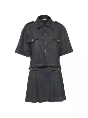 Sandro Cropped Mini Skirt Set With Contrast Stitching