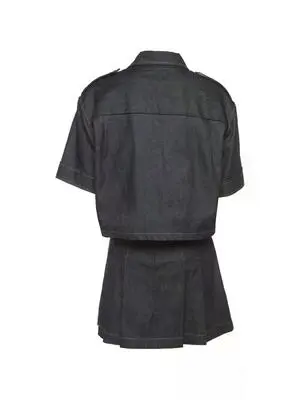 Sandro Cropped Mini Skirt Set With Contrast Stitching