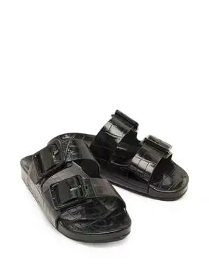 Balenciaga Mallorca Crocodile-embossed Buckle Sandals