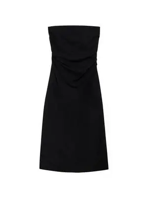 ANINE BING Tyla Strapless Gathered Midi Dress