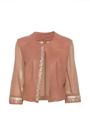 TIMOTEA Crystal Embellished Mesh Panel Jacket - Neutrals