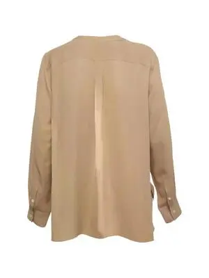 Theory Long-sleeve Band Collar Blouse - Neutrals