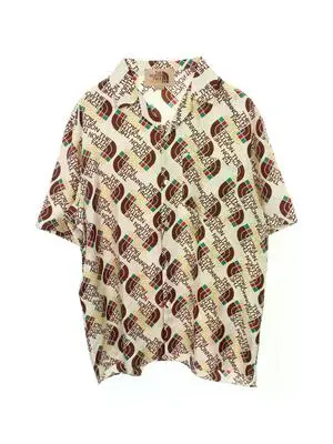 Gucci X The North Face 2010s Logo-pattern Silk Shirt - Neutrals