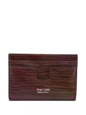 TOM FORD Croc-effect Leather Card Holder - Red