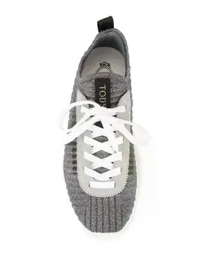 TOD'S Ribbed Glitter Lace-up Sneakers