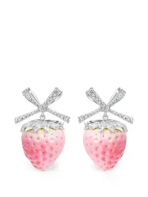 YVMIN Strawberry Bow Drop Earrings - Silver