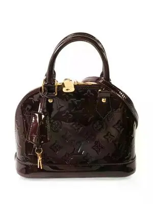 LOUIS VUITTON Alma Bb Monogram Vernis Tote Bag - Brown