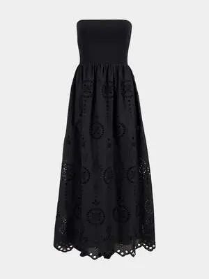 Matteau Strapless Knit And Broderie Midi Dress