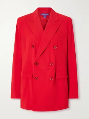 Ralph Lauren Ramona Double-breasted Wool-blend Blazer - Red