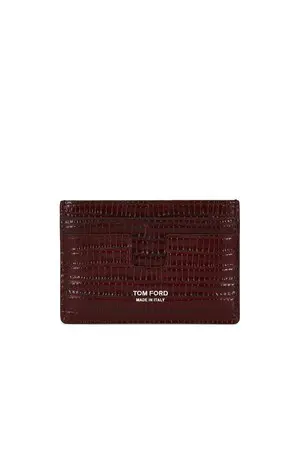 TOM FORD Printed Tejus T Line Classic Card Holder In Red - Ruby Red