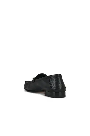 TOM FORD Shiny Goat Leather Double T Hardware Loafers - Black