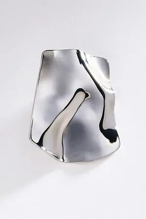 Anthropologie Hammered Metal Post Earrgs - Silver