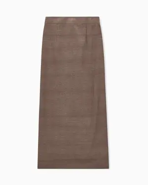 Giorgio Armani Long Wrap Skirt In Washed Silk And Wool With A Patch Pocket