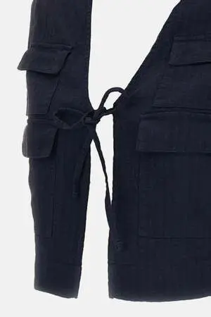 Barena Venezia Herringbone-effect Linen-blend Waistcoat - Blu