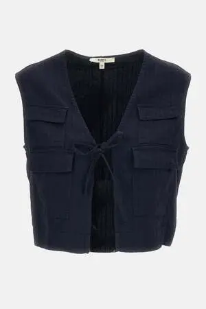 Barena Venezia Herringbone-effect Linen-blend Waistcoat - Blue