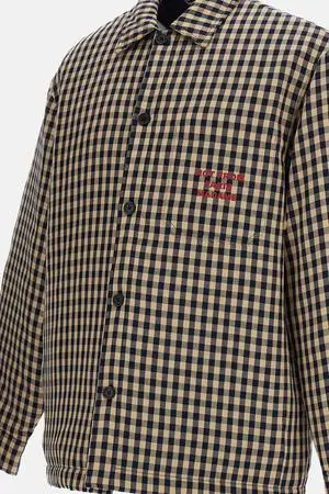 Drole De Monsieur Overshirt With A Plaid Slogan