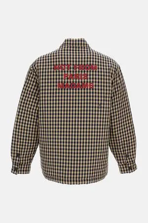 Drole De Monsieur Overshirt With A Plaid Slogan