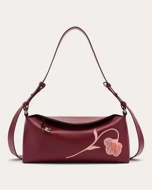 Erdem East West Bloom Leather Handbag - Red