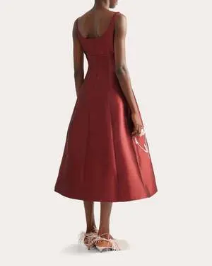 Erdem Embroidered Mikado Flared Midi Dress