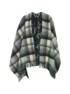 Gucci Checkered Gg Supreme Poncho - Grey