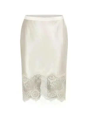 HERSKIND Herbert Lace-trim Midi Skirt - Neutrals