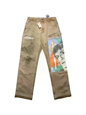 BETTER WITH AGE Graphic Print Belt-loop Trousers