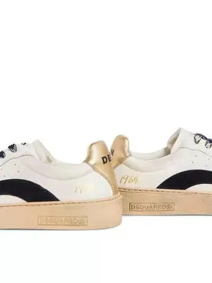 Dsquared2 Rider Leather Sneakers With Suede Accents - Neutrals