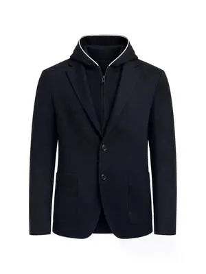 FRADI Navy Hooded Single-breasted Jacket